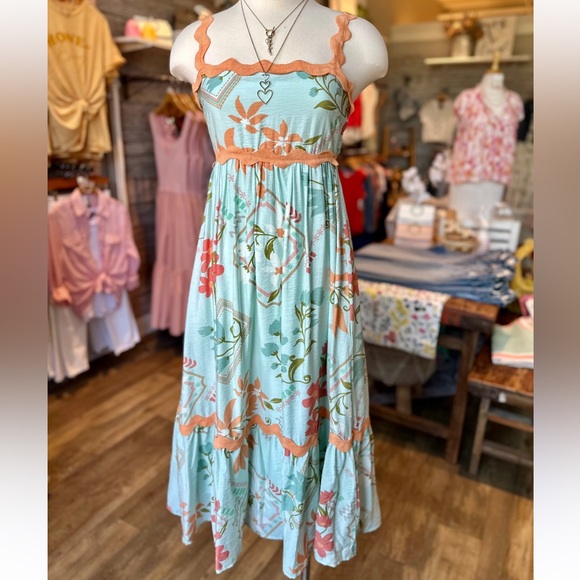 Blu Pepper | Dresses | Blu Pepper Floral Maxi Dress With Orange And Red ...